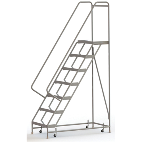 Tri-Arc Manufacturing Rolling Ladder, 7 Steps, 24" Step Width, 70 ...